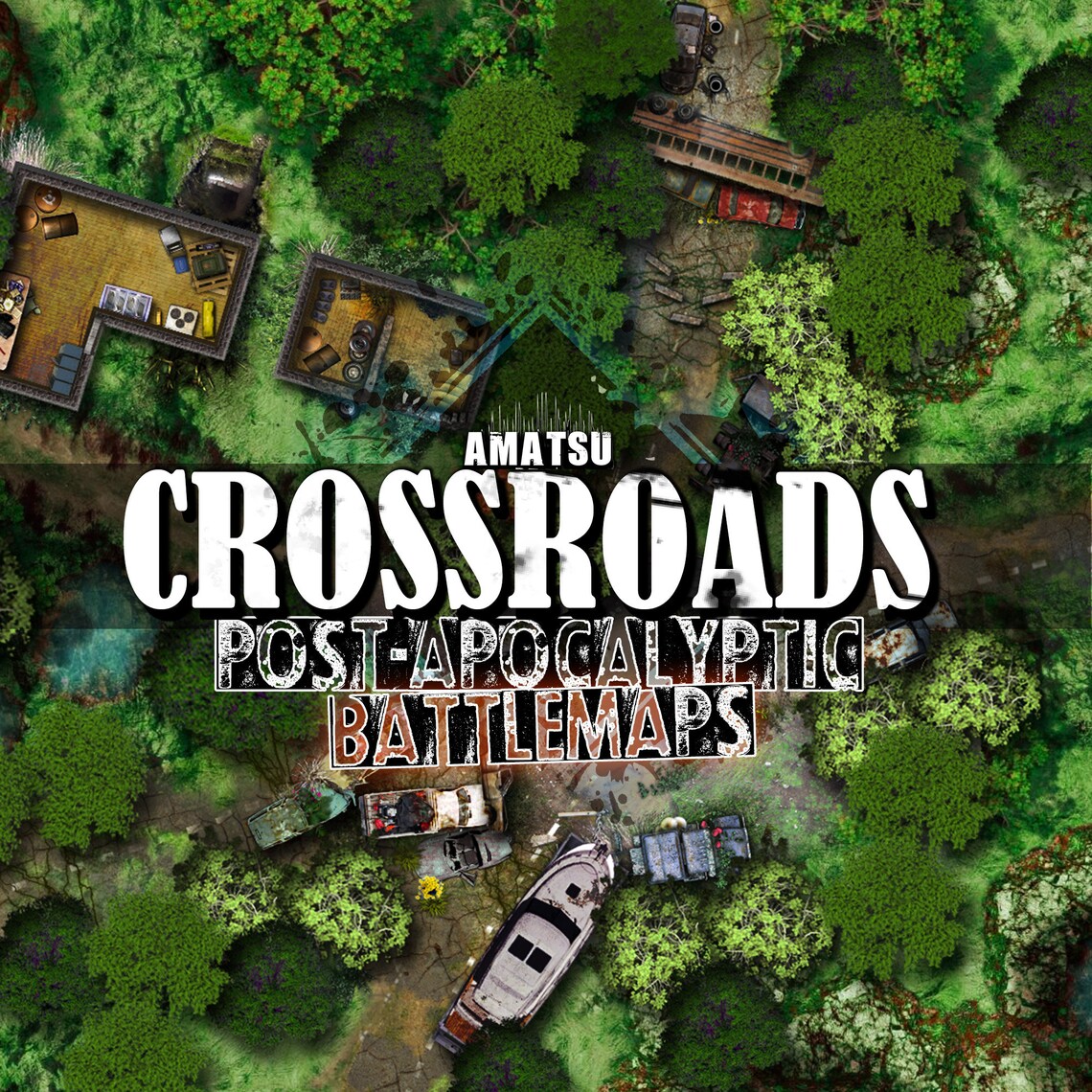 Post-apocalyptic Crossroads Battle Map | Zombie Apocalypse Battlemap - Etsy