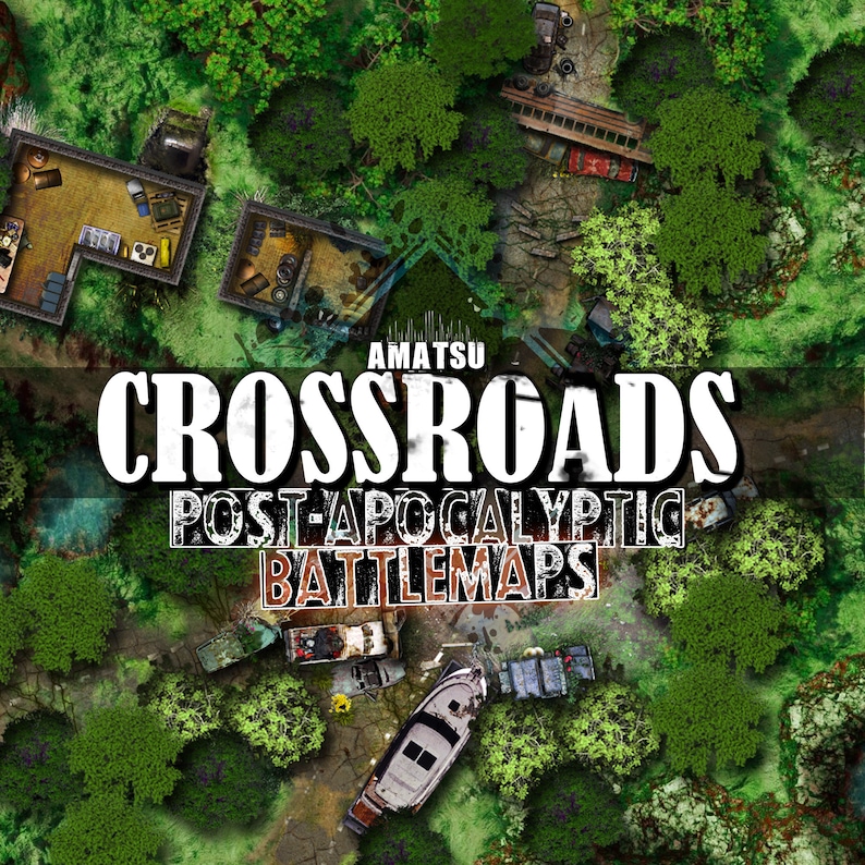 Post-apocalyptic Crossroads Battle Map | Zombie Apocalypse Battlemap - Etsy