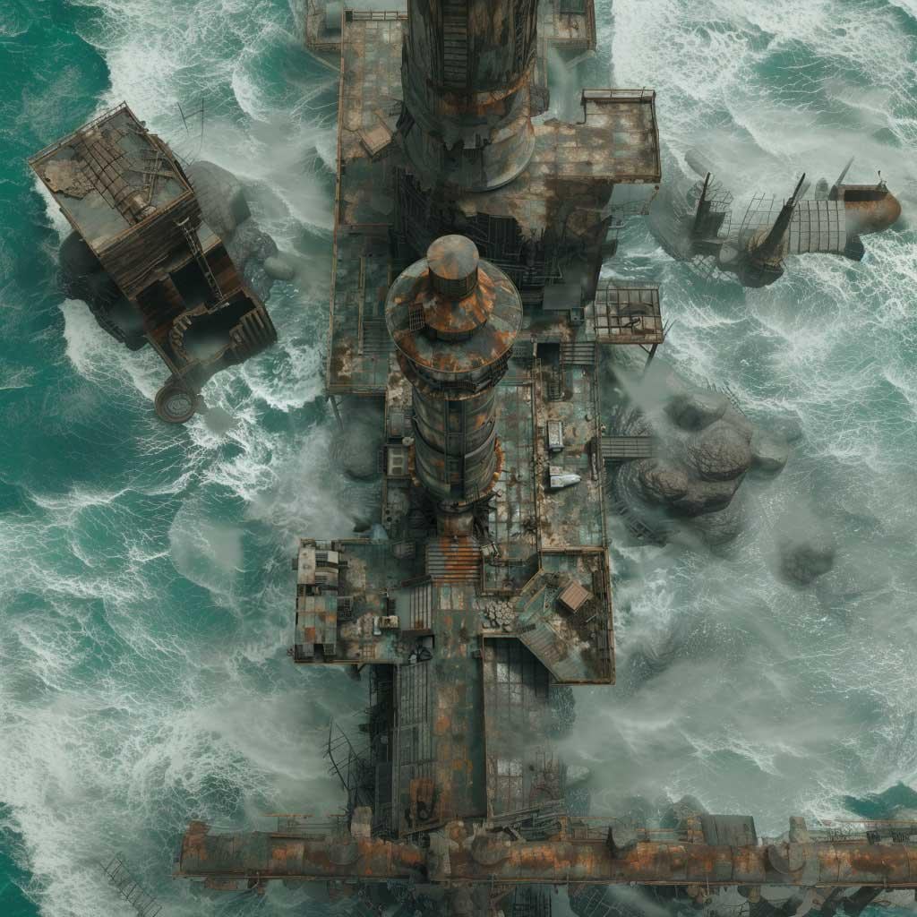 Post-apocalyptic Waterworld Battle Maps, Rpg Ocean Map, Dystopian ...