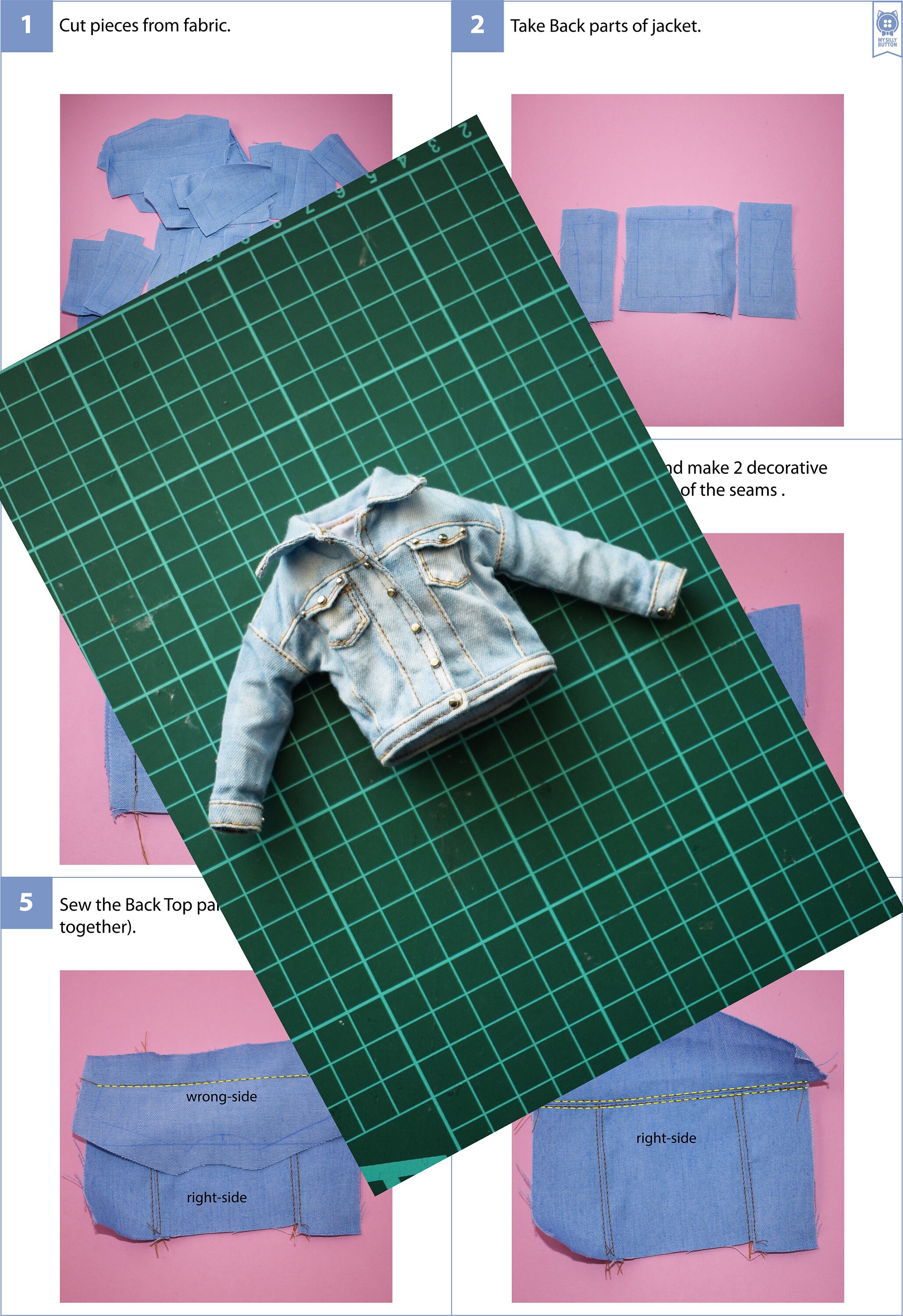 Sewing PDF Patterns "denim Jacket" for Azone/blythe/obitsu With Step-by ...