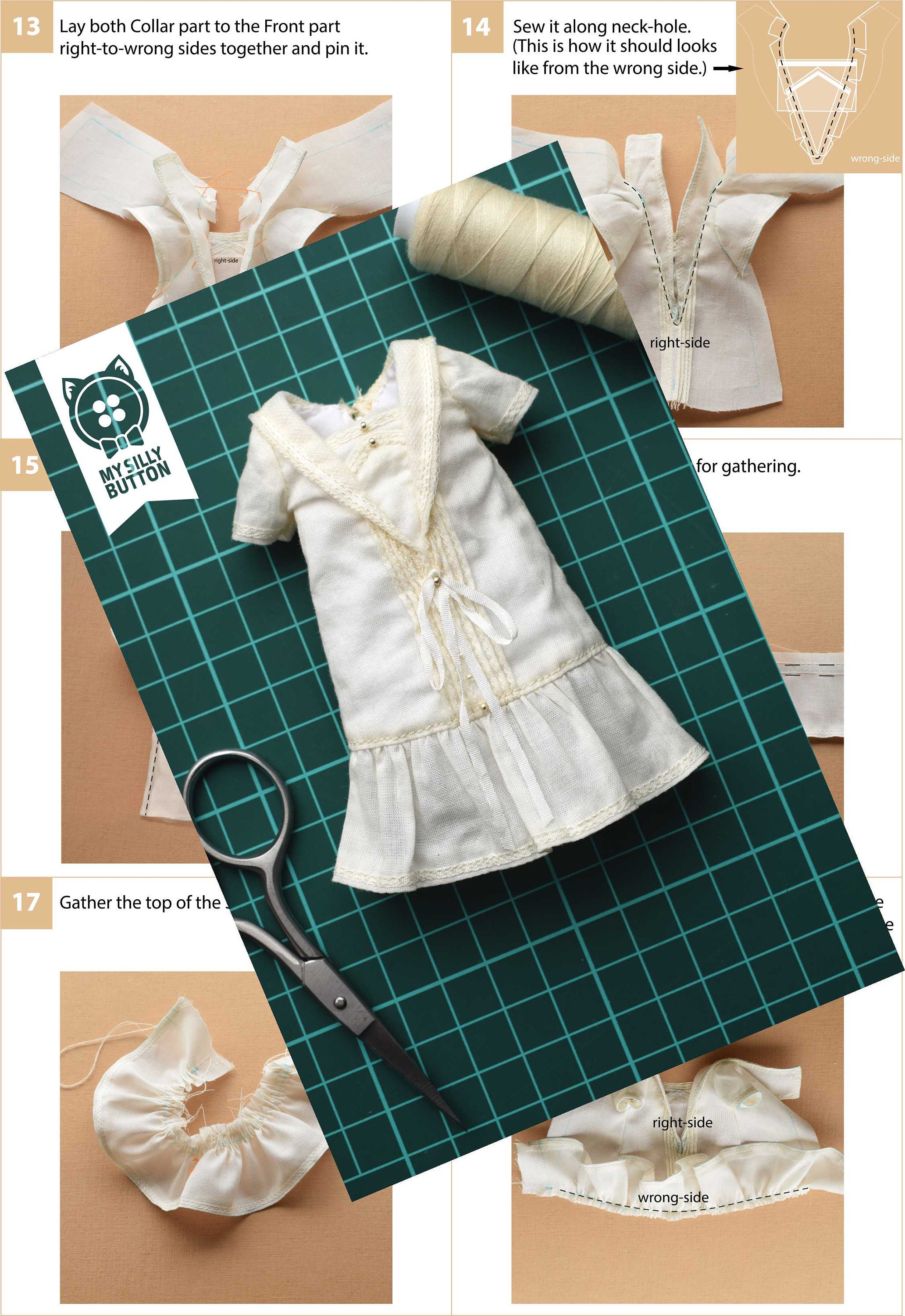 Sewing PDF Patterns sailor Dress for Ruruko/azonexs/blythe/obitsu22 ...