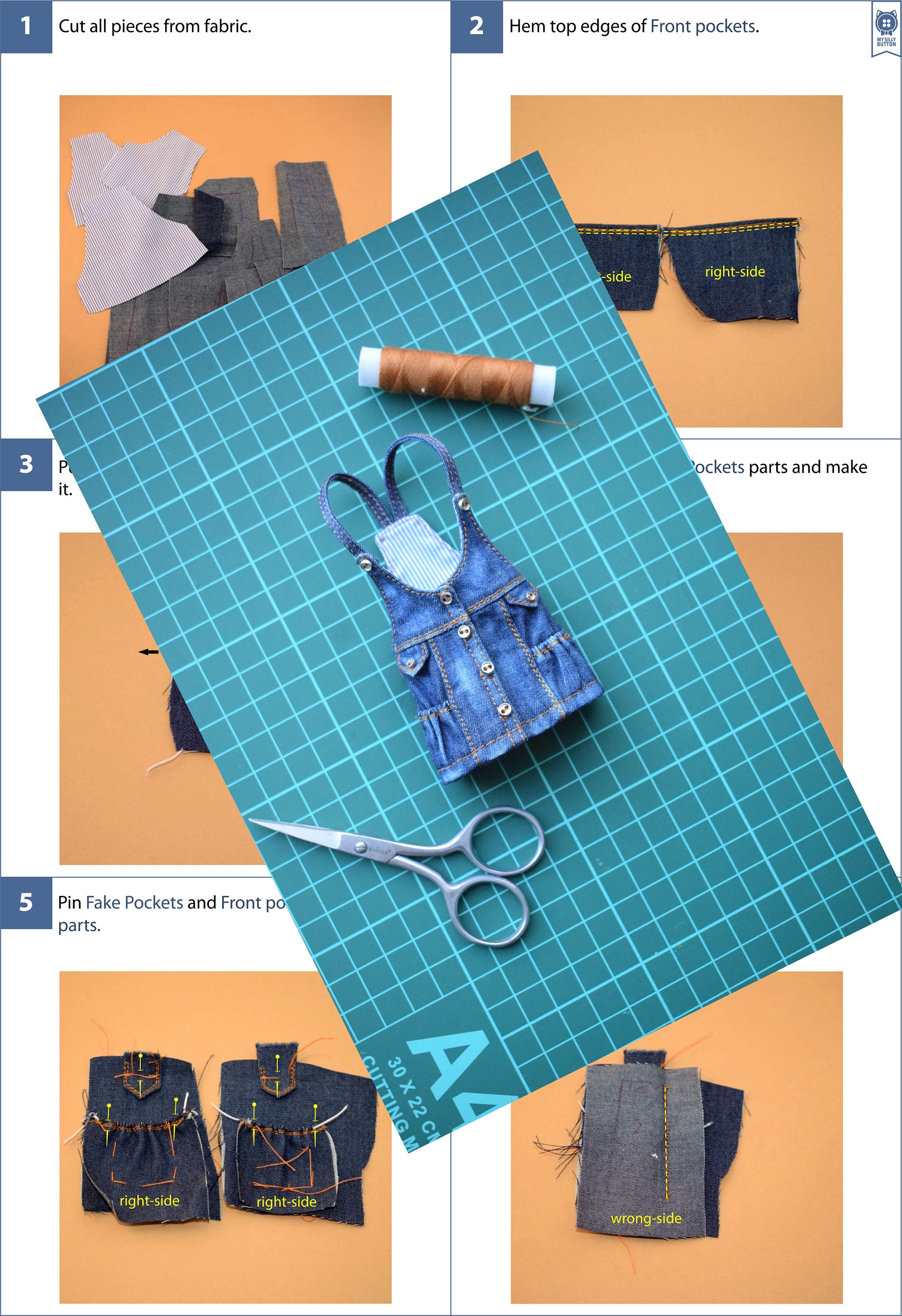 Sewing PDF Patterns "denim Sundress" for Azone/blythe/obitsu With Step ...