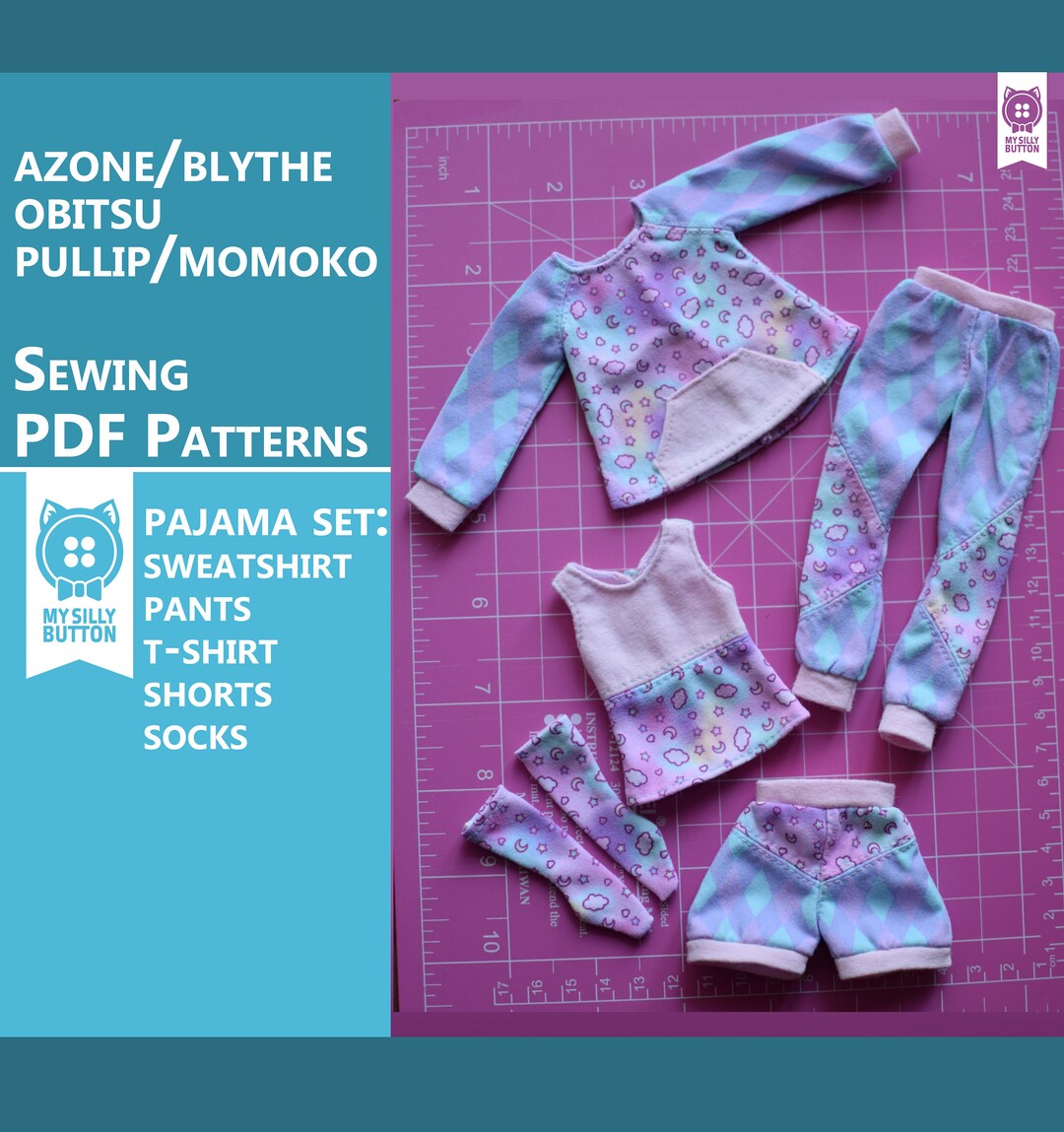 Sewing Pdf Patterns "pajama Set" Azone/blythe/obitsu/pullip With Step ...