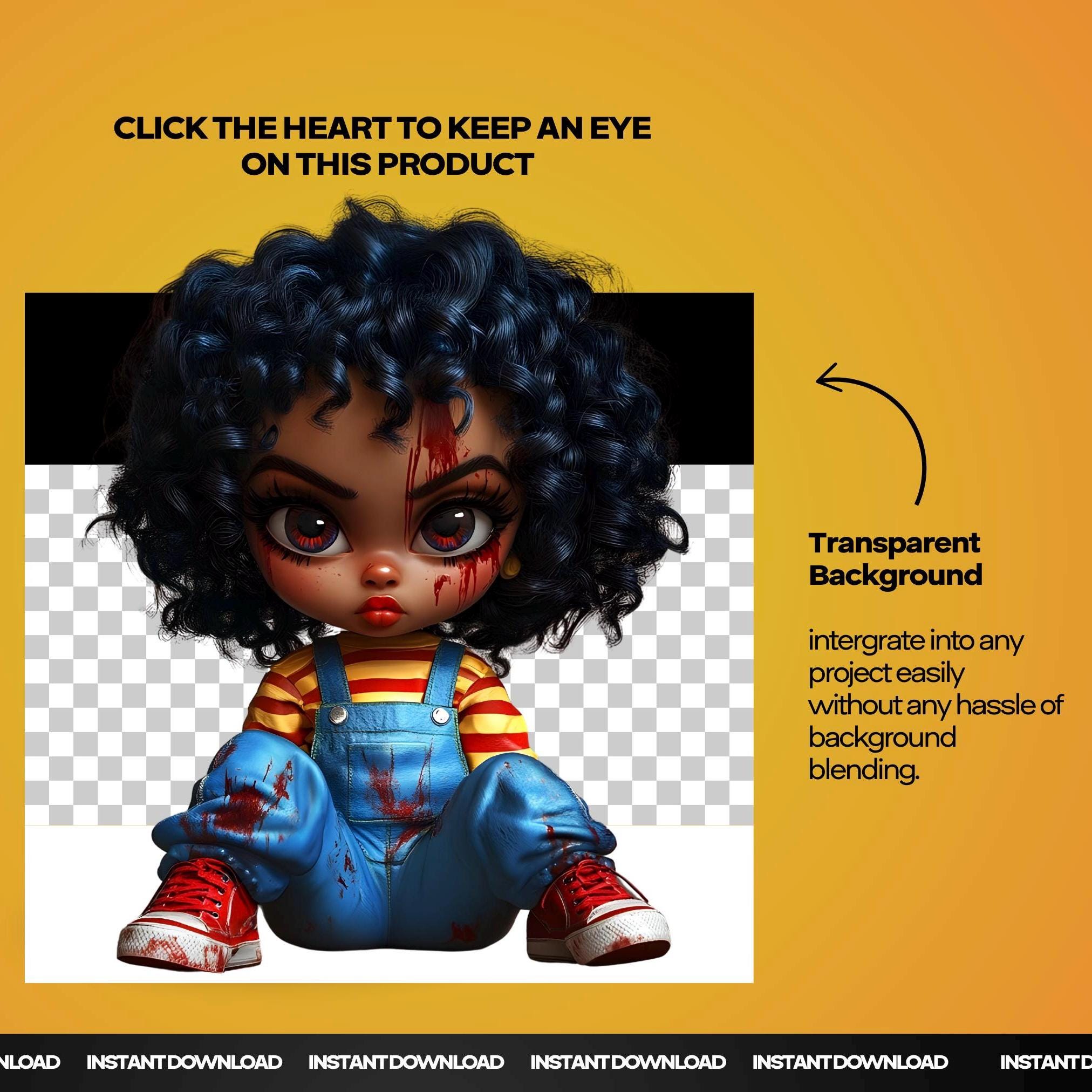 Chucky Chibi Girl PNG for Crafters Horror Doll Clipart Cute Halloween ...