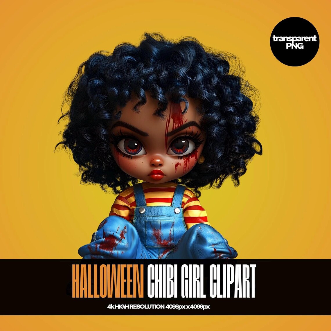Chucky Chibi Girl PNG for Crafters Horror Doll Clipart Cute Halloween ...