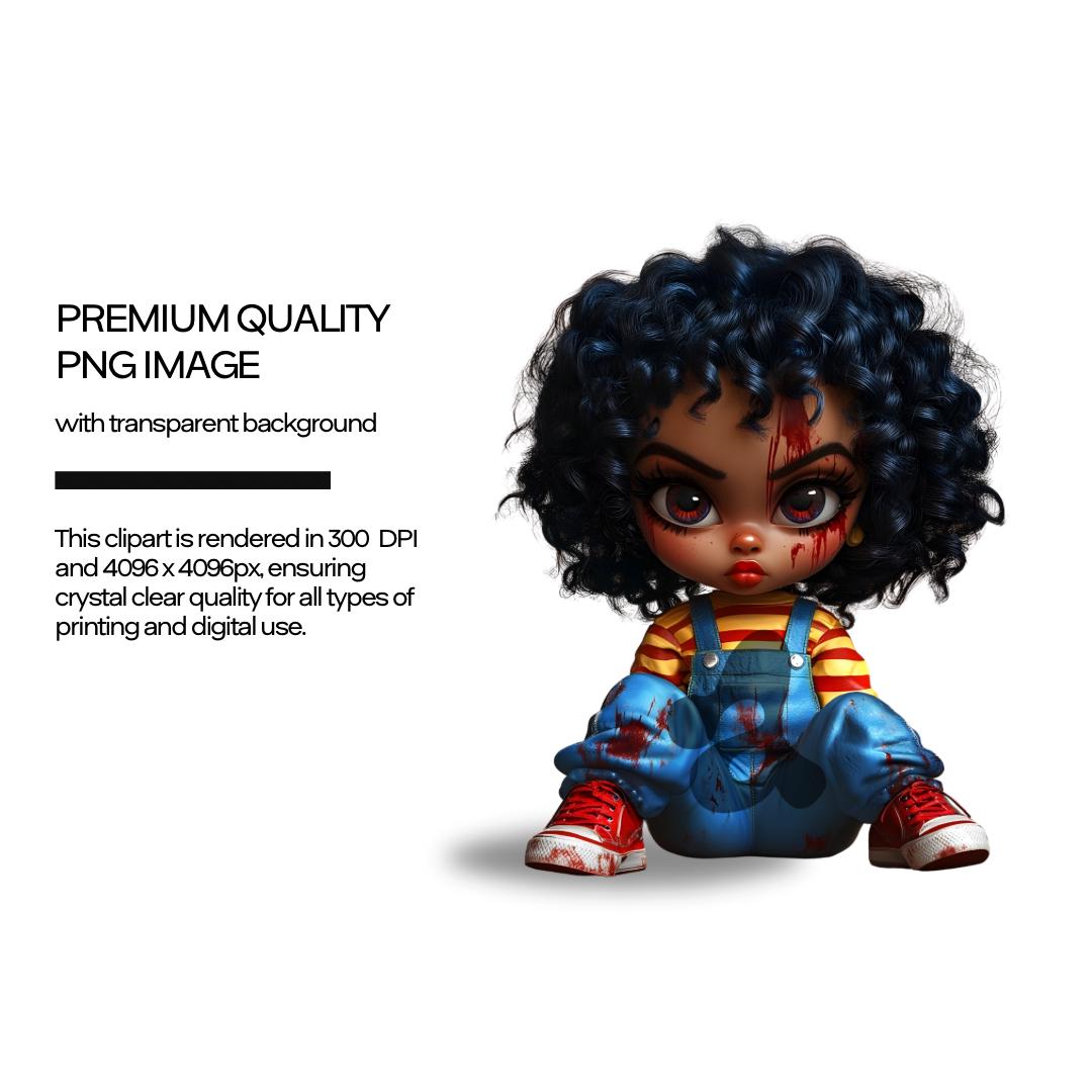 Chucky Chibi Girl PNG for Crafters | Horror Doll Clipart | Cute ...