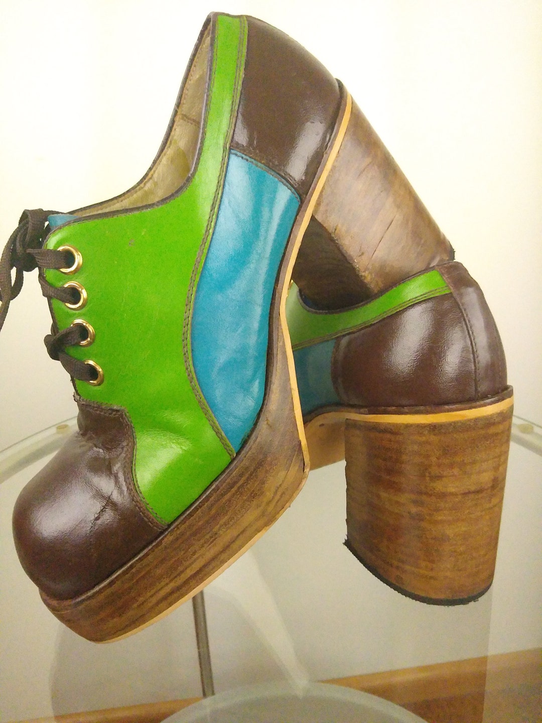1970s Mens Colorblocked Italian Platform Shoes Size 11 - Etsy