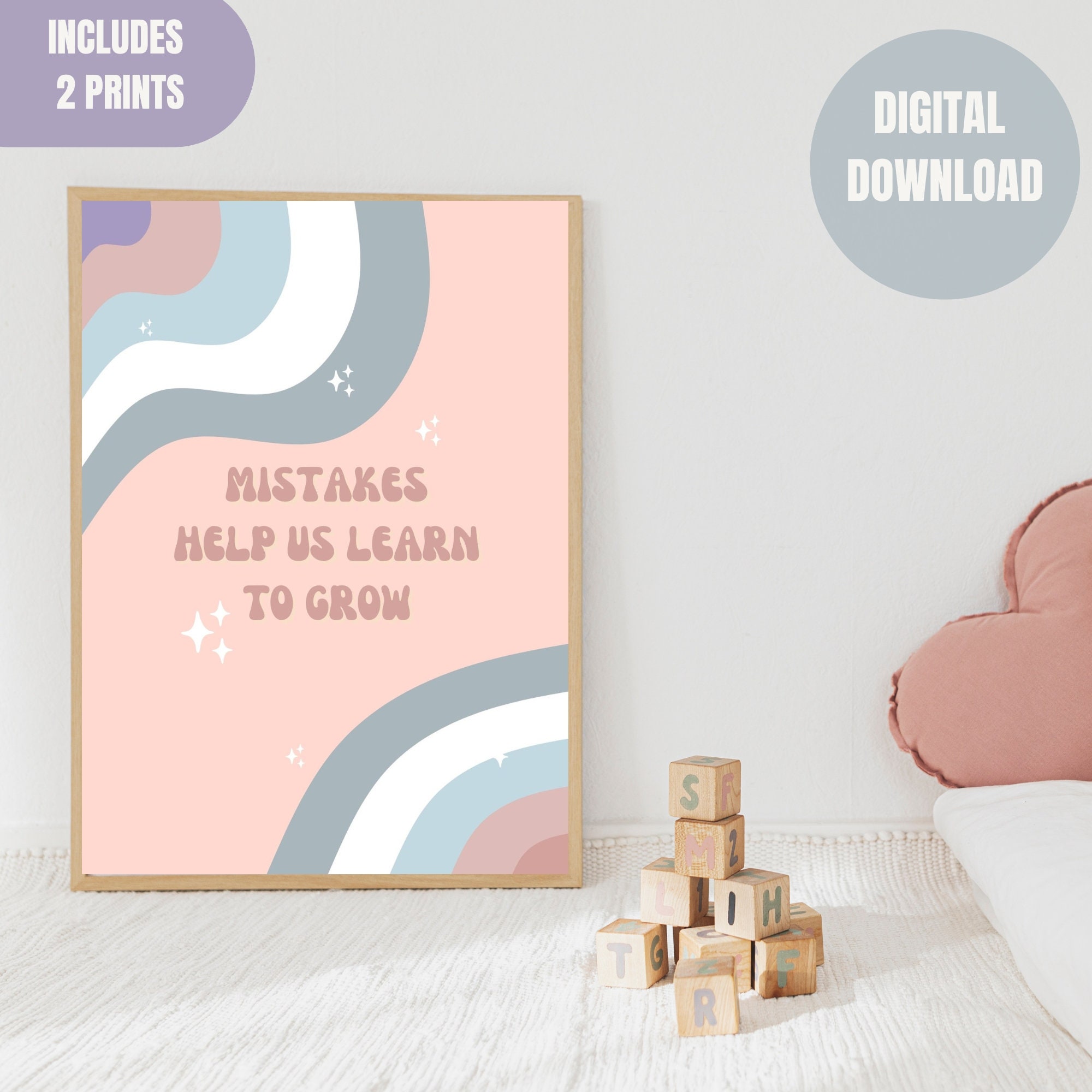 Set of 2 Printable Wall Art, Digital Prints, Pastel Wall Art ...