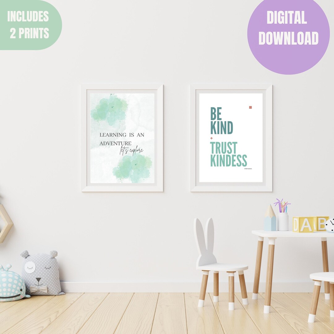 Set of 2 Inspirational Wall Art, Printable Wall Art for Dorm ...