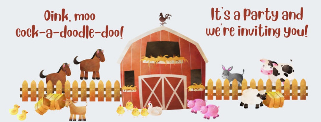 Farm Birthday Party Facebook Cover - Etsy