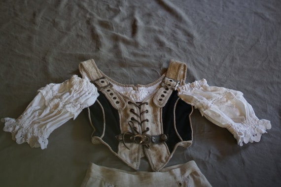 Medieval Dirndl Dress/Medieval Linen Corset Dress - Gem