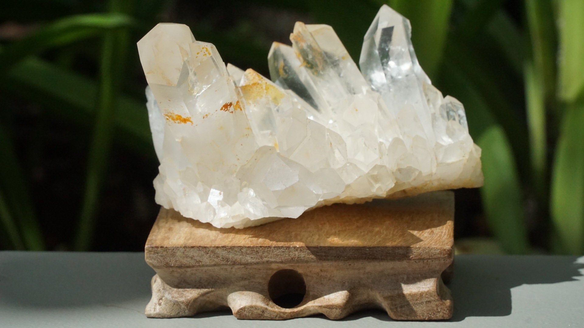 White Quartz Cluster With Natural Mineral Coating, White Quartz Crystal ...