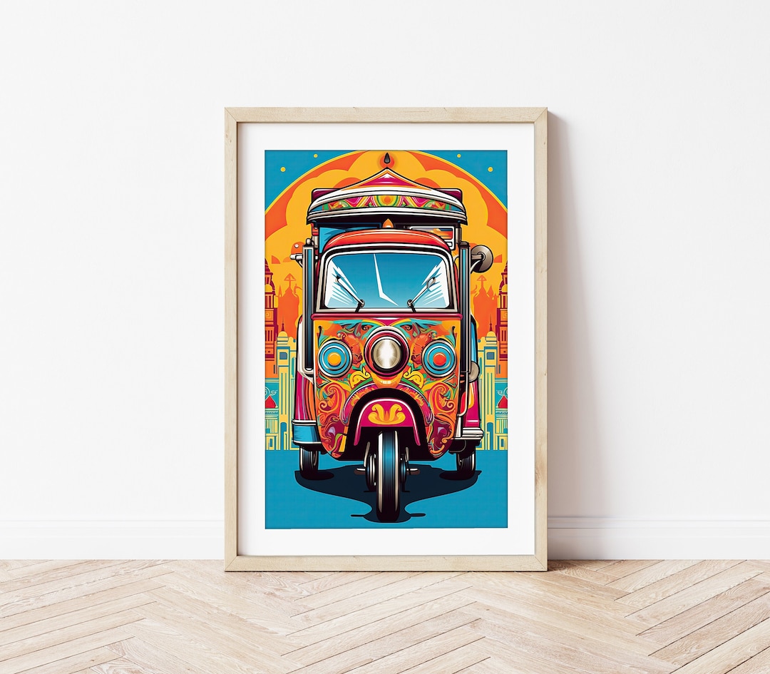 Pakistani Rickshaw - Digital Home Decor Wall Art, South Asian Art - Etsy