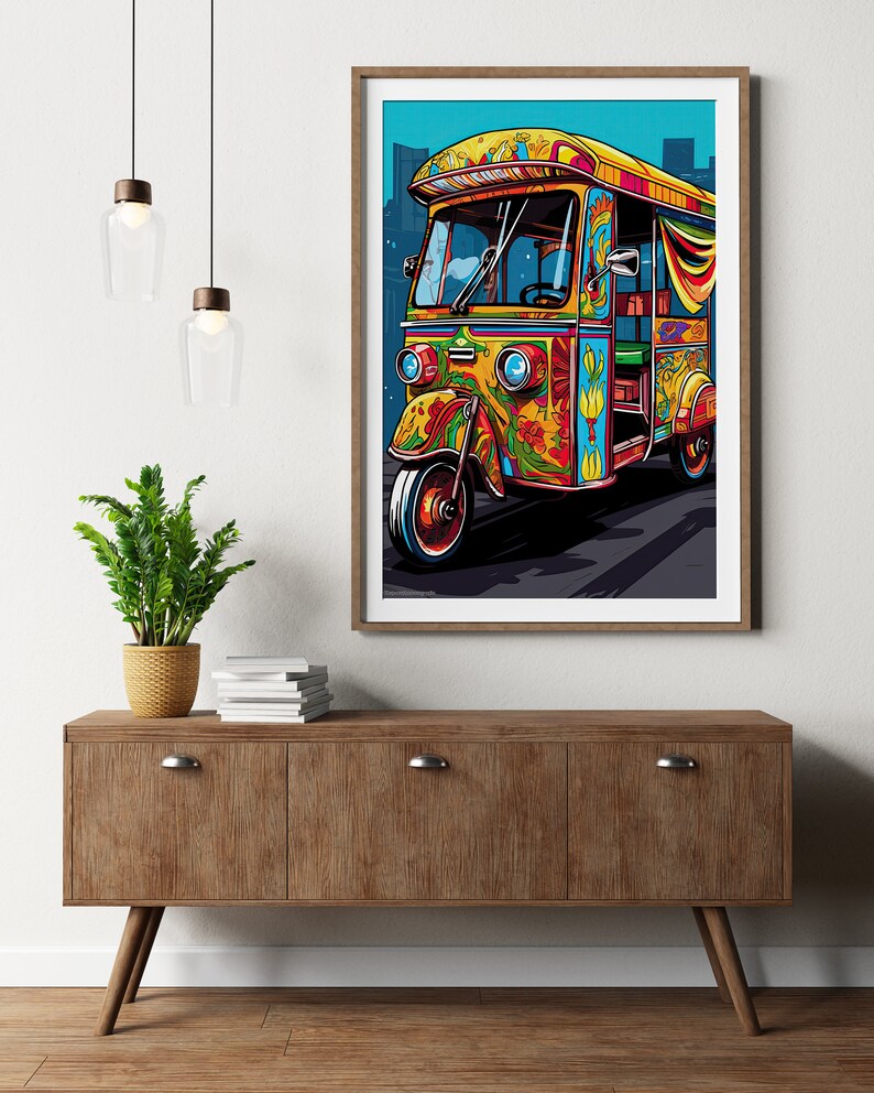 Blue Pakistani Rickshaw Digital Home Decor Wall Art South - Etsy Canada