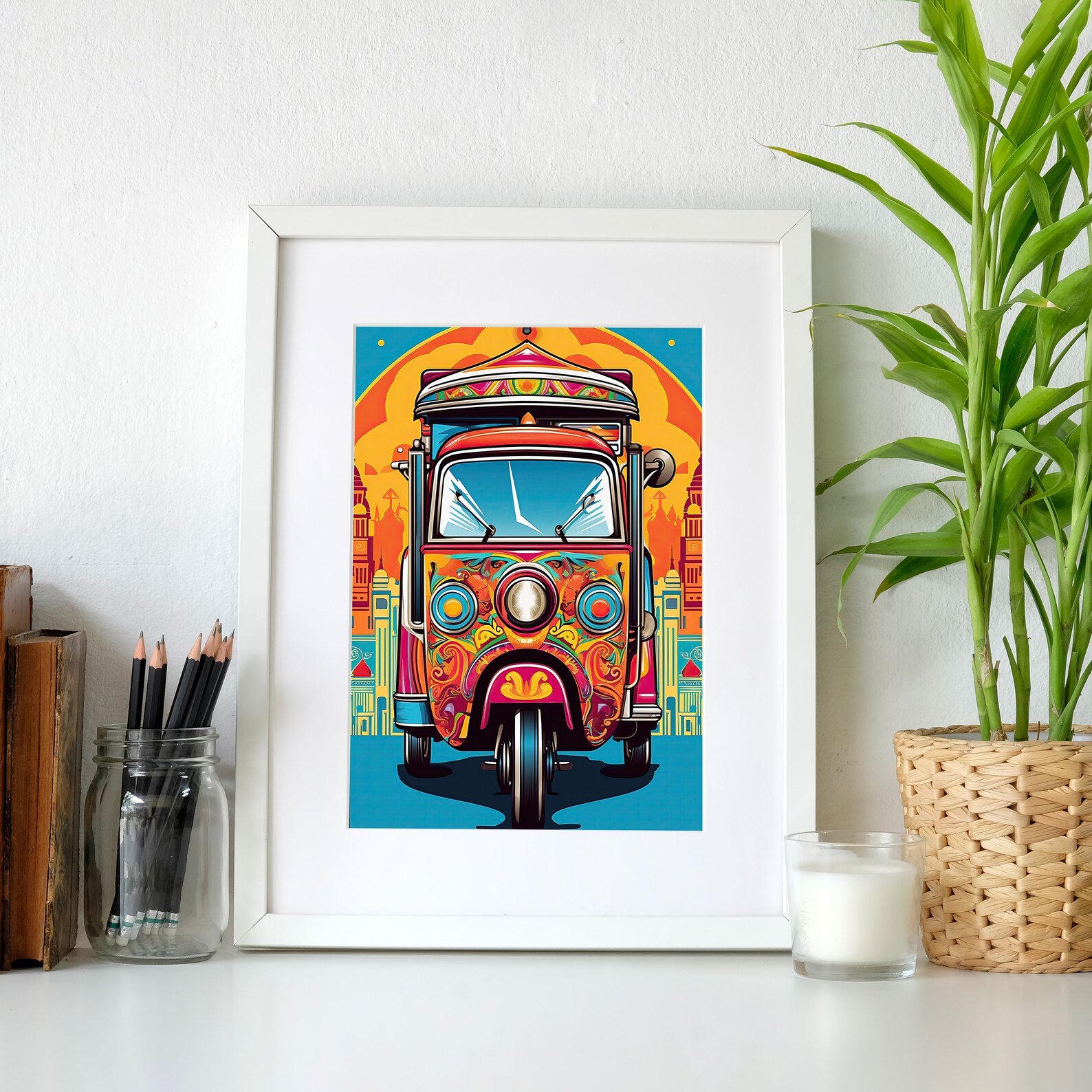 Pakistani Rickshaw - Digital Home Decor Wall Art, South Asian Art - Etsy