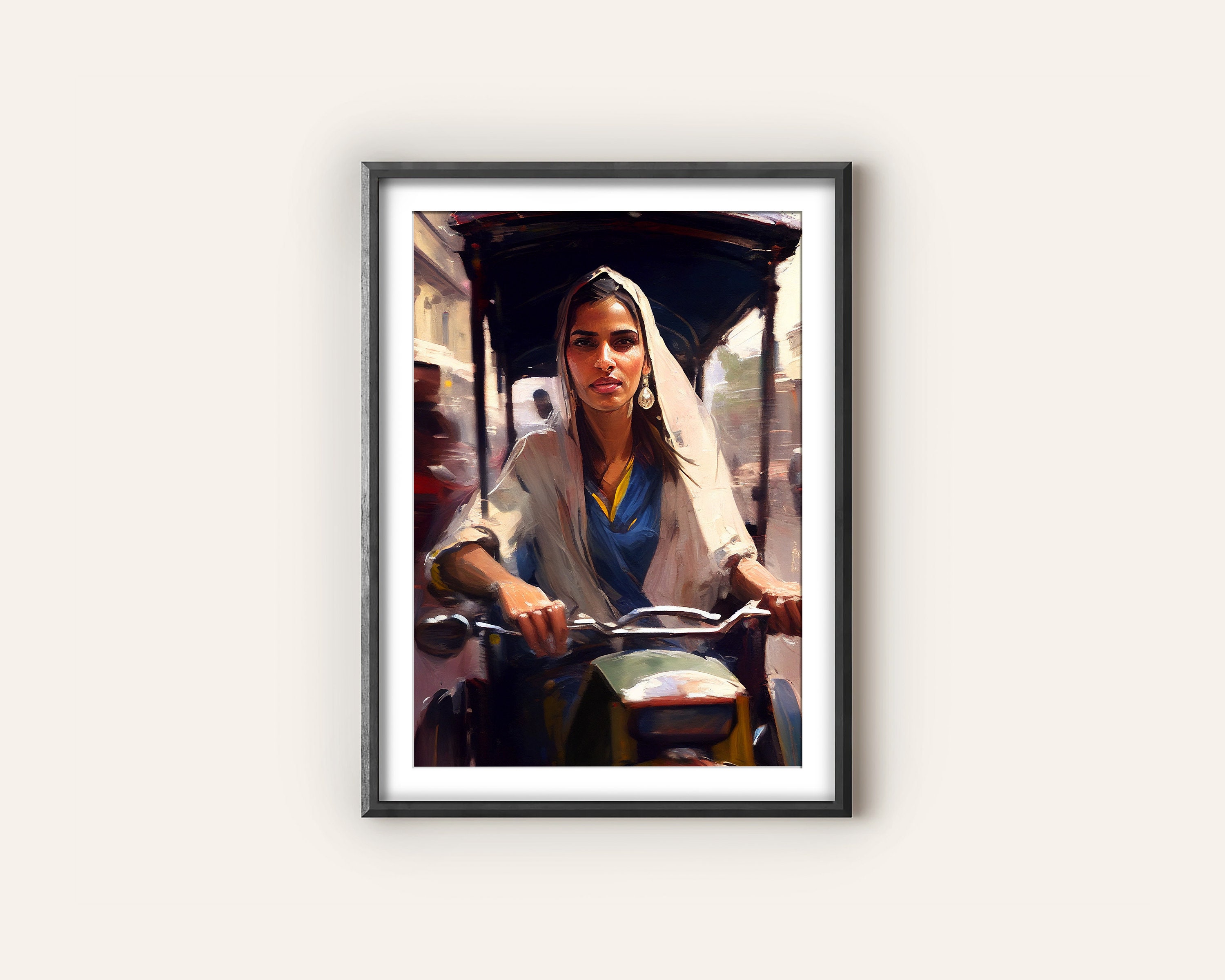 Powerful Woman Driving Rickshaw in India/south Asia - Realistic Wall ...
