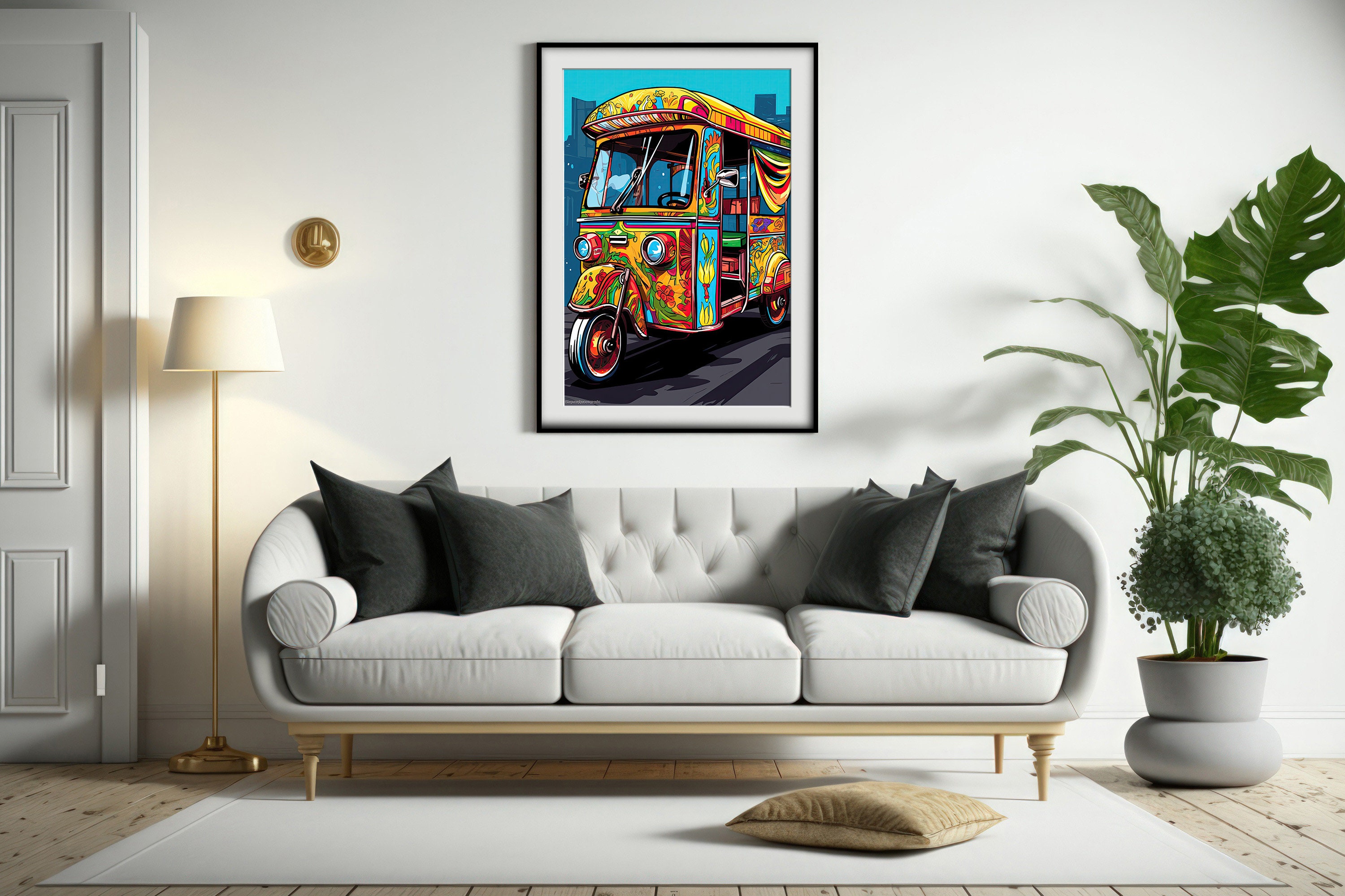 Blue Pakistani Rickshaw Digital Home Decor Wall Art South - Etsy Canada
