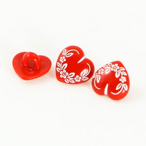 10 Traditional Buttons in Heart Shape Red - Etsy UK