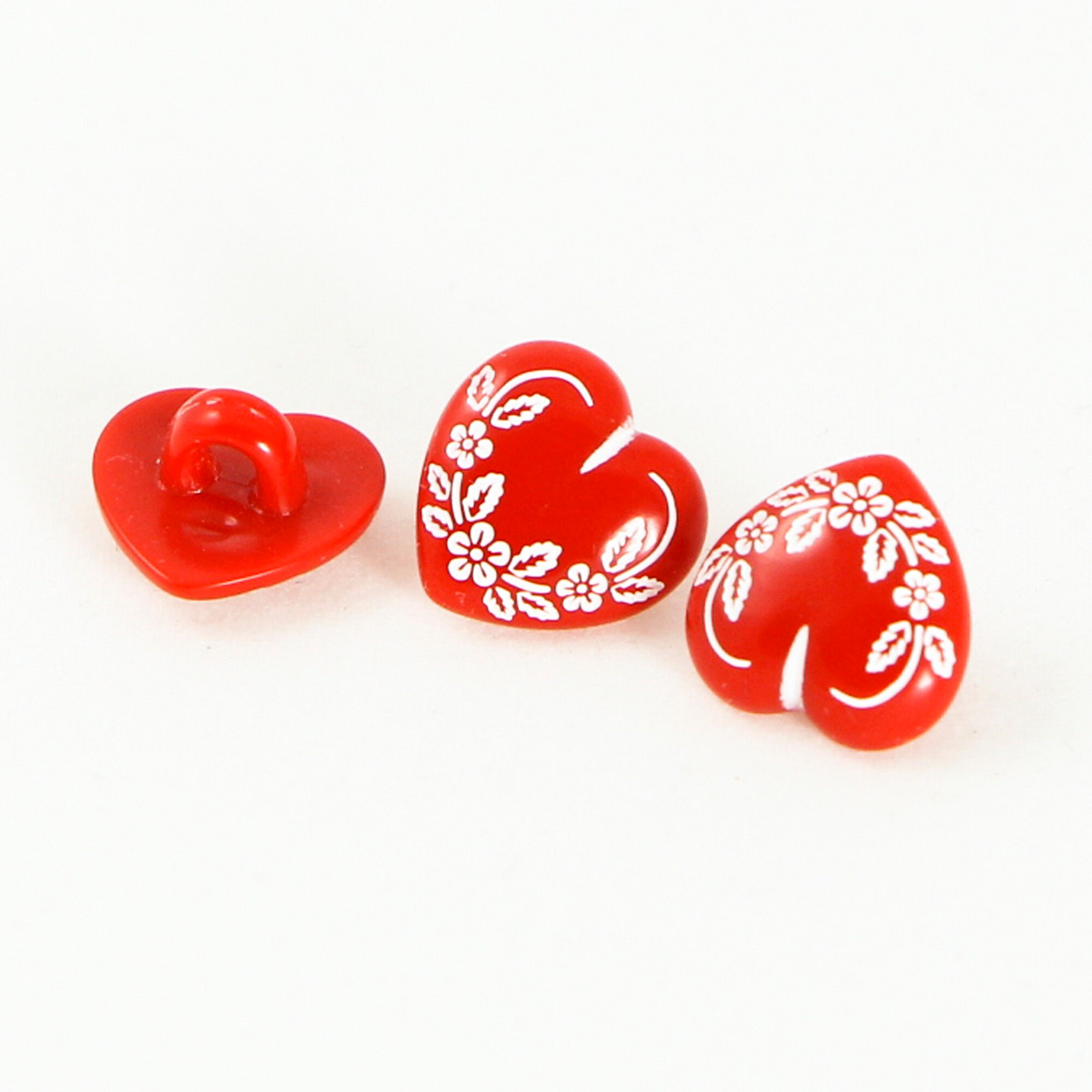 10 Traditional Buttons in Heart Shape Red - Etsy UK