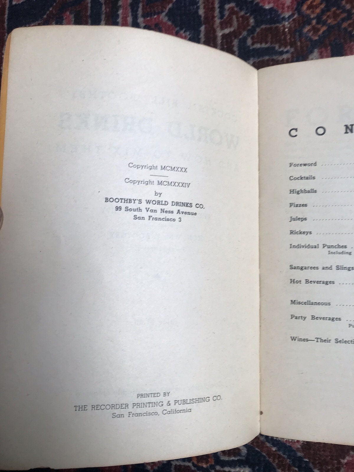 1934 Cocktail Bill Boothby's World Drinks and How to Mix Them ...