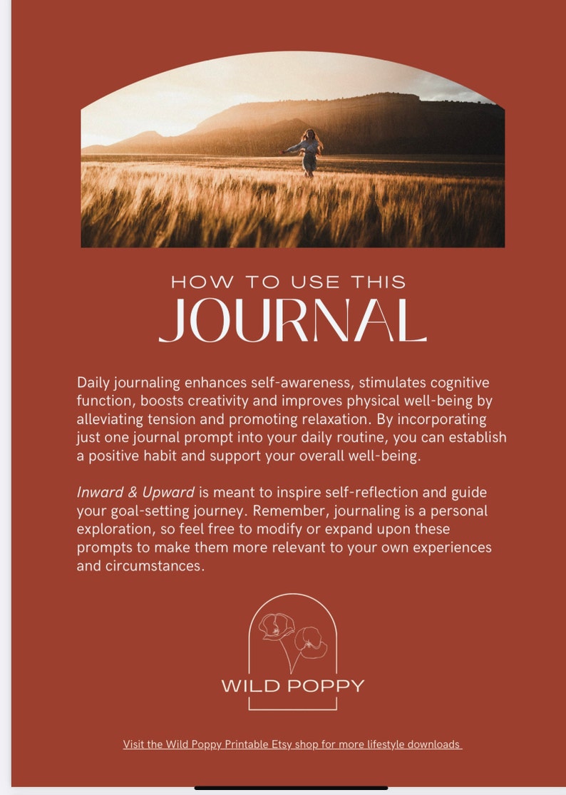 Daily Journal for Self Reflection and Well-being: Inward & Upward - Etsy