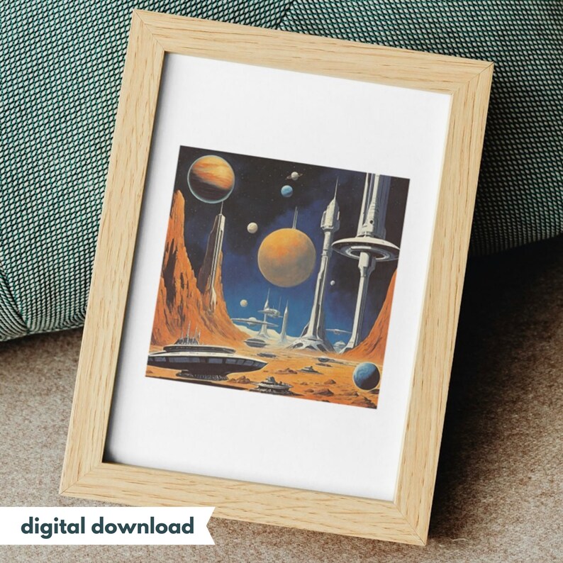 Retrofuturistic Wall Art 8 Pack 70s Retro Space Travel Ai-generated A0 ...