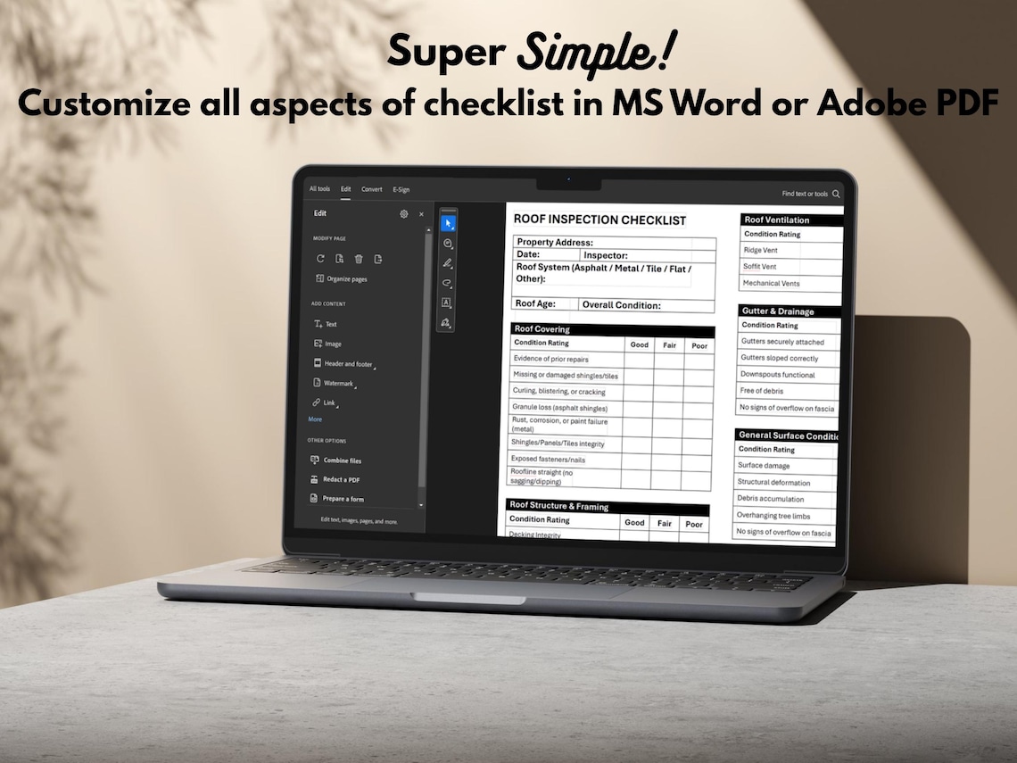 Editable Roof Inspection Checklist | Home or Business (PDF & Word) - Etsy