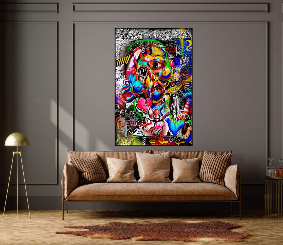 Colorful Painting, Scared Art Decor, 100% Hand Painted, Pop Art Canvas ...