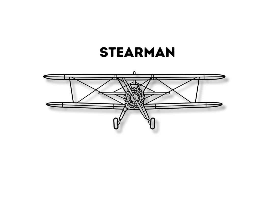 Stearman Aircraft Silhouette, Laser Cut Airplane Vector Design, Stearman Stencil Svg Dxf Model ...