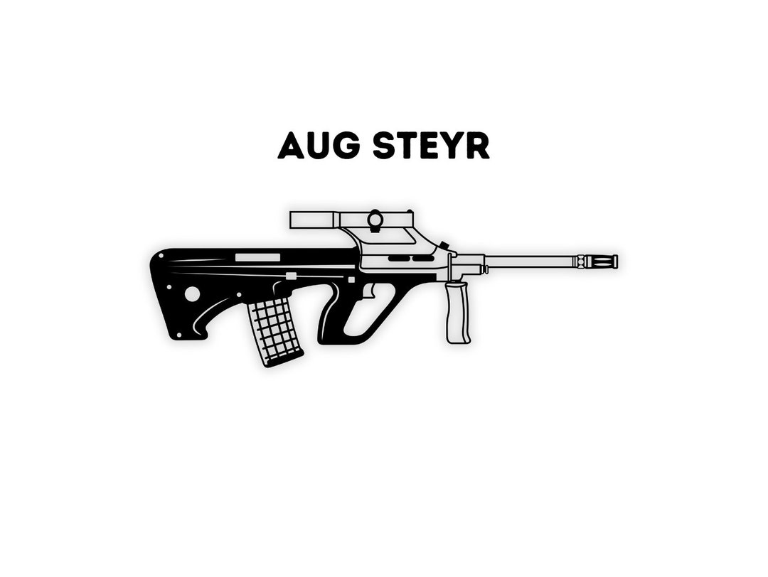 Steyr AUG Laser Cut Detailed Silhouette, Firearm Vector Design, Pistol ...