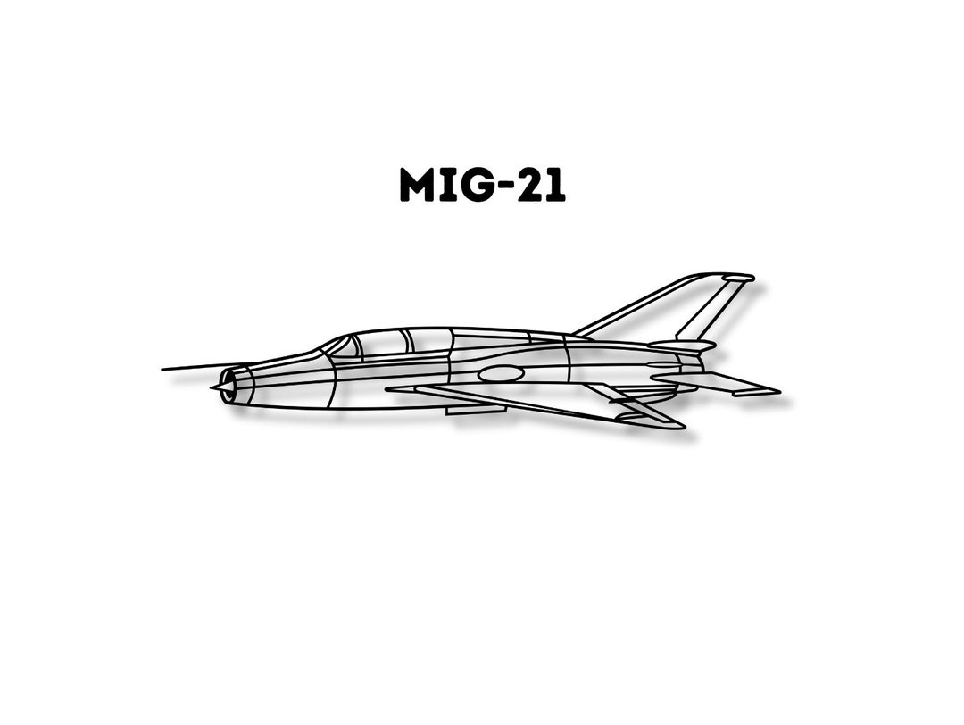 Mig-21 Jet Fighter Silhouette Vector Design Art, Laser Cut Aircraft Dxf ...