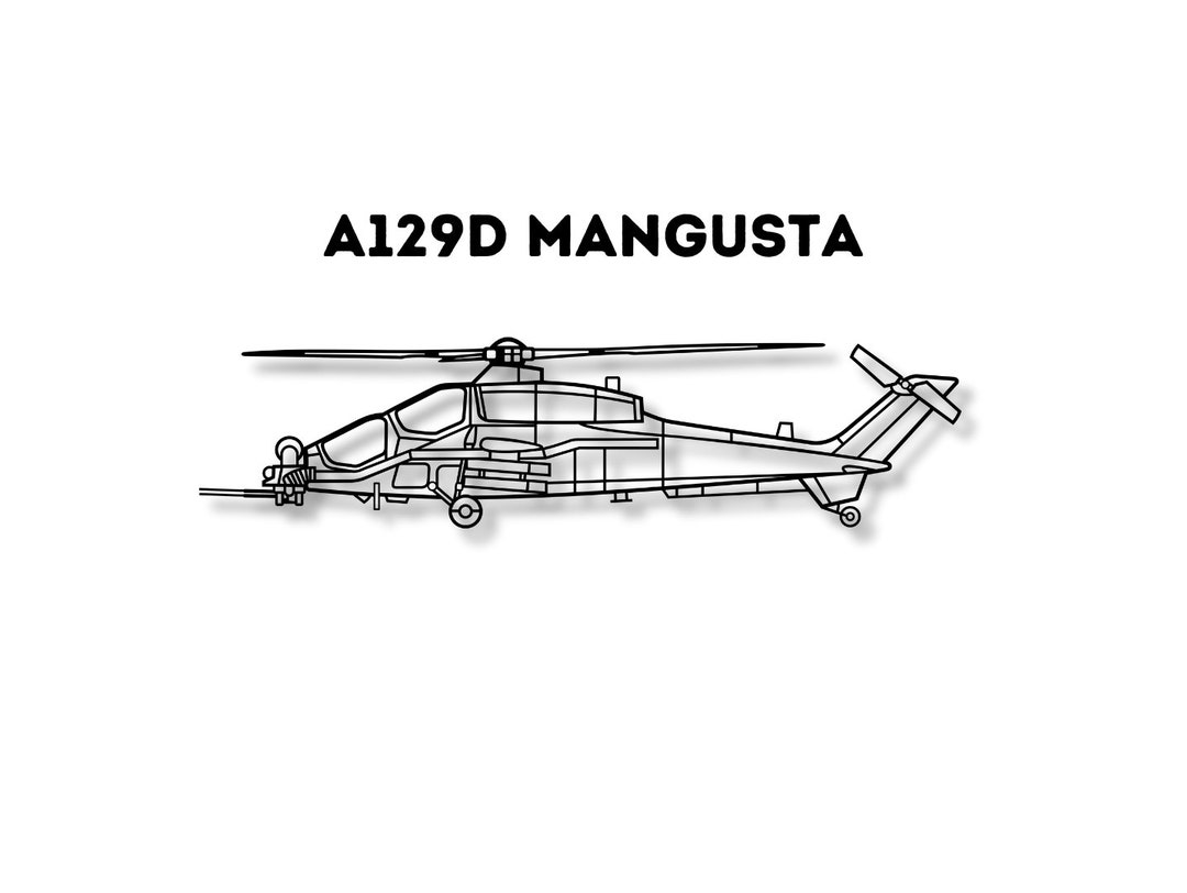 Mangusta Helicopter Laser Cut Silhouette, Metal Decor, Aircraft Sketch ...