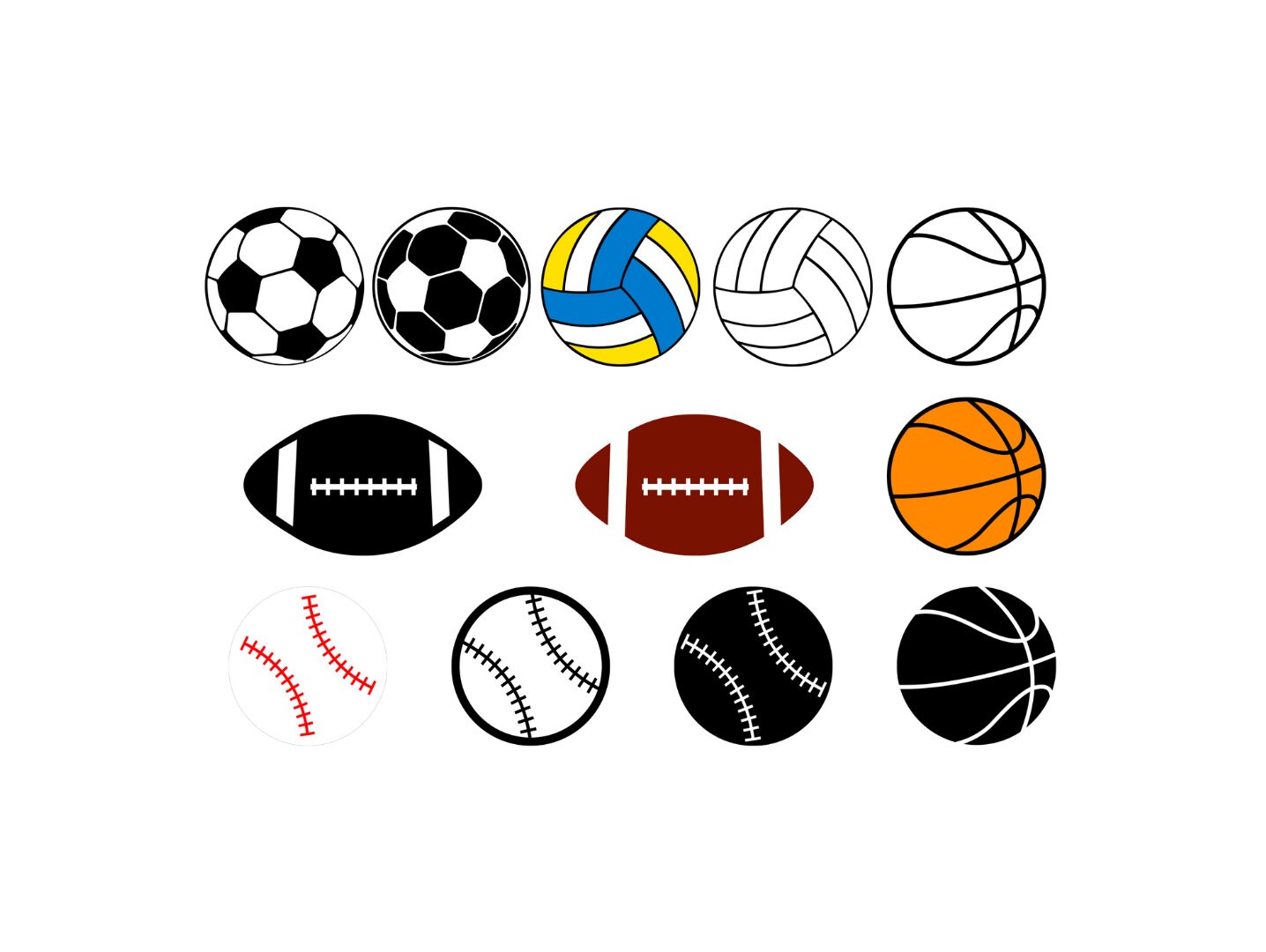 Sports Balls Bundle SVG Files, Football Ball, Volleyball Ball ...