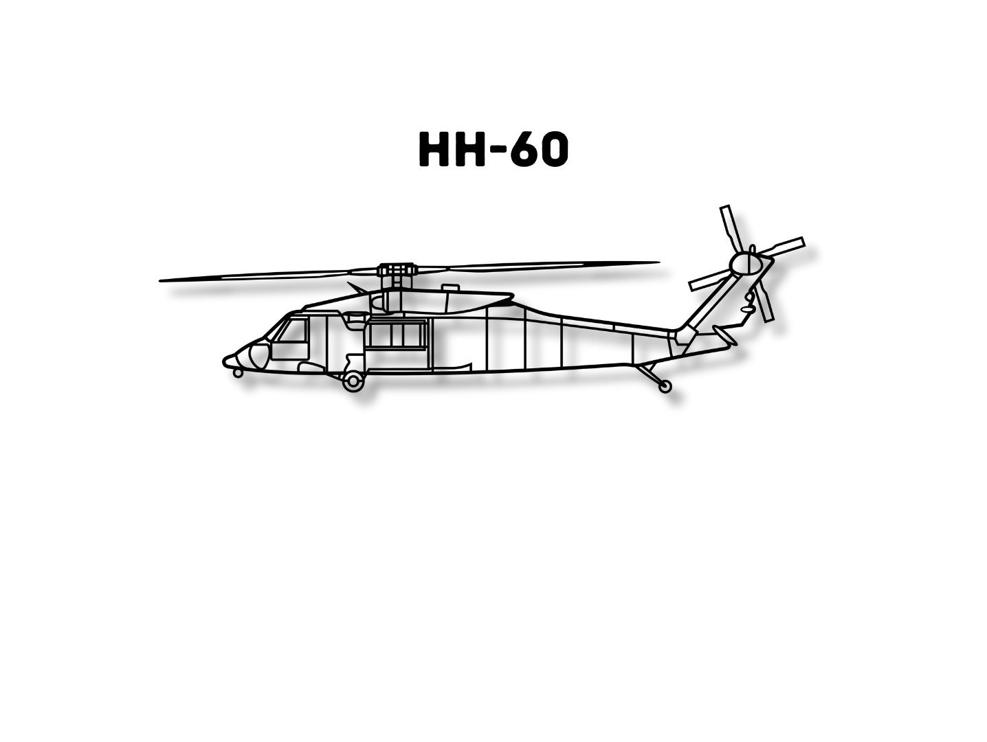HH 60 Helicopter Laser Cut Silhouette, Vector Aircraft Design ...