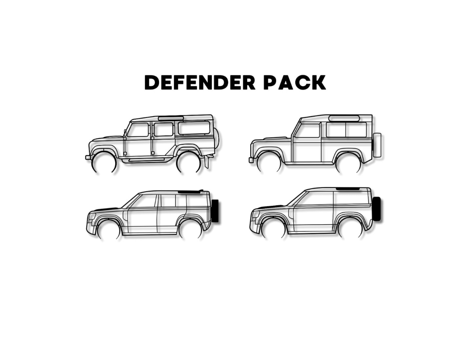 Defender Silhouette Pack, Land Defender Bundle, Laser Cut Car, Car ...