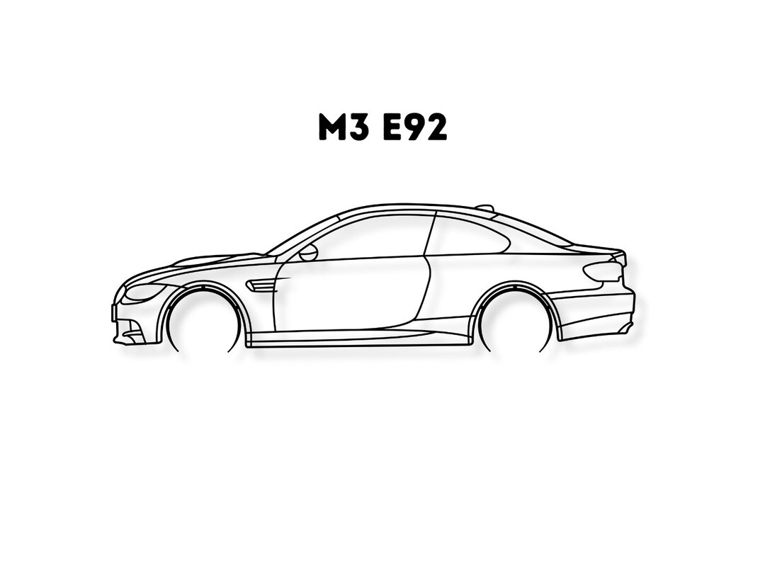 Laser Cut Car Silhouette, M3 E92 Vector Stencil, Dxf Laser Cut Car ...
