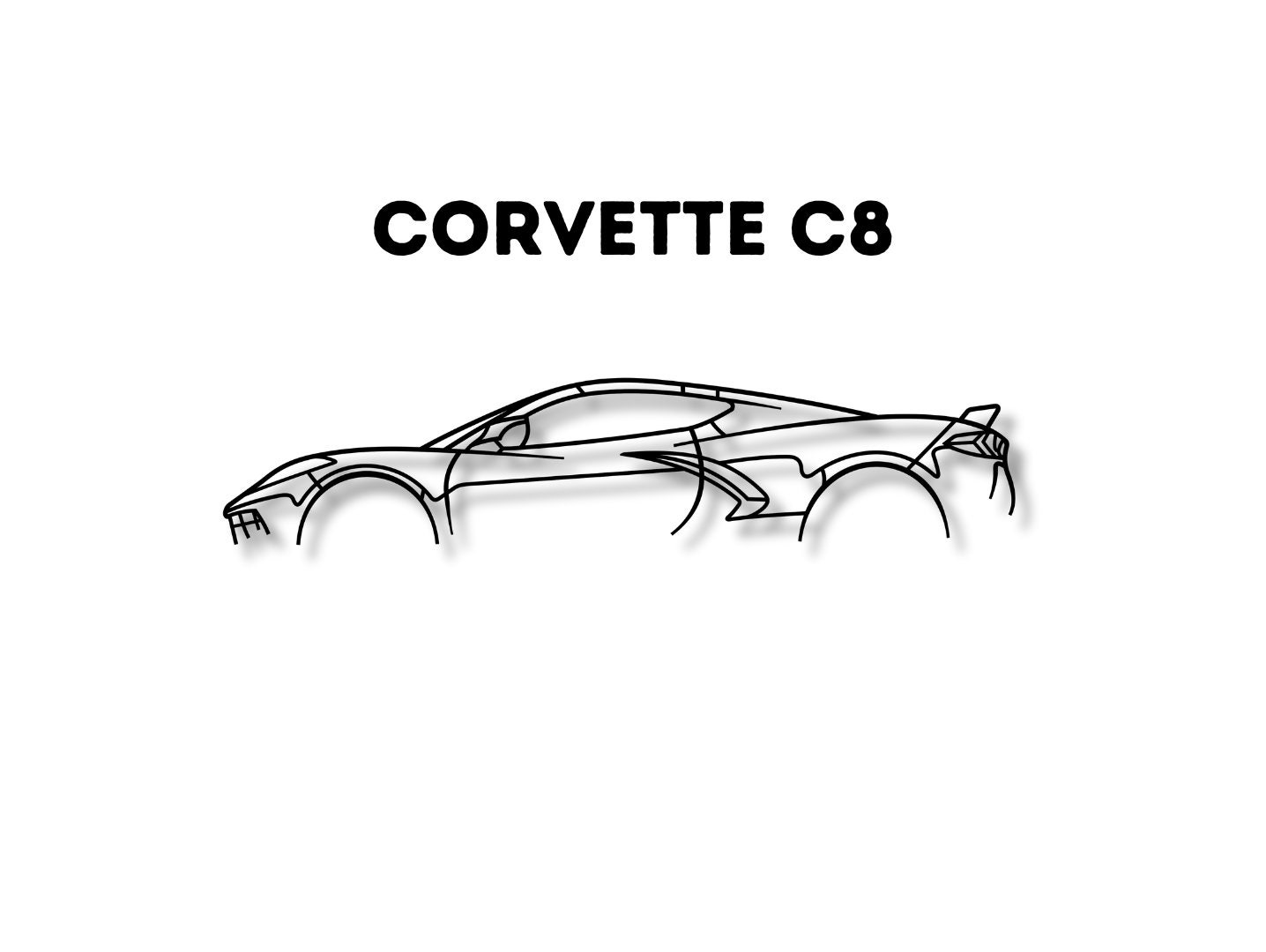 Corvette C8 Car Silhouette, Laser Cut Car File, Car Vector File, Car ...