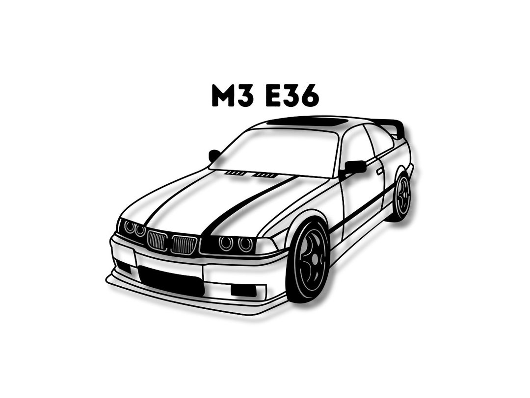 M3 E36 Car Silhouette, Car Svg, Car Dxf, Laser Cut Car, Car Laser File ...