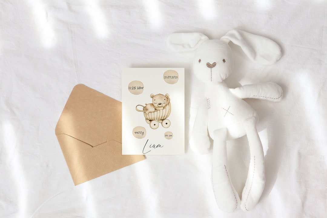 Personalized Birth Card With Name and Dates of Birth, Cradle ...