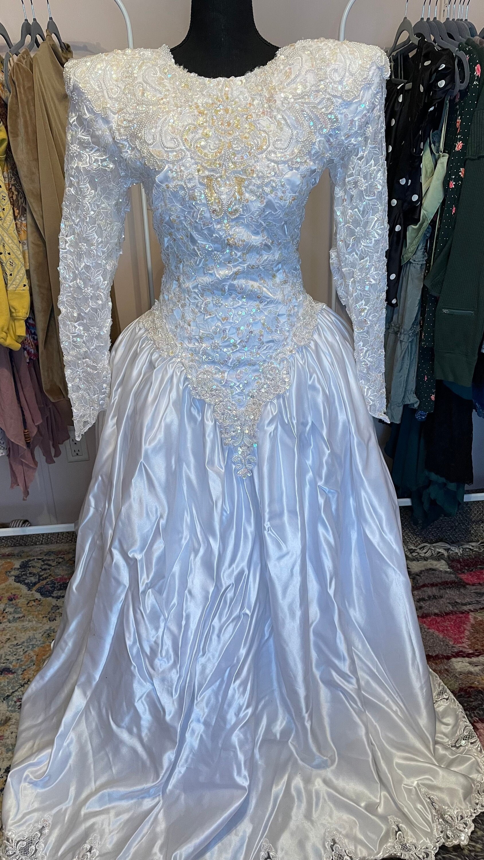 1980s Vintage Wedding Dress With Tulle and Sparkle - Etsy