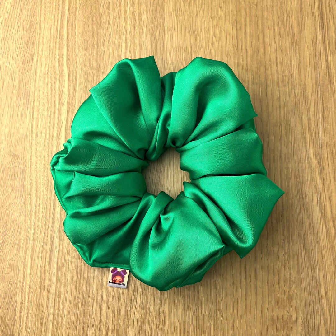 XL Oversized Bright Emerald Green Liquid Satin Hair Scrunchie - Etsy