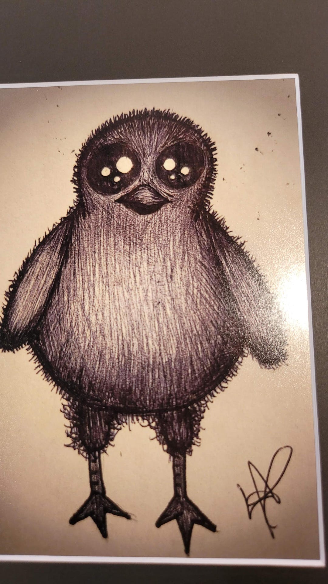 Matted Photo of Original Pen and Ink Drawing, "cheep Creep" - Etsy