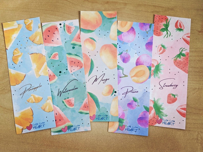 Fruit Printable Bookmark , Summer Fruits Bookmark, Book Lover Gifts for ...