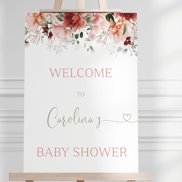 Editable Pink Watermelon Baby Shower Welcome Sign, Sweet Little Melon ...