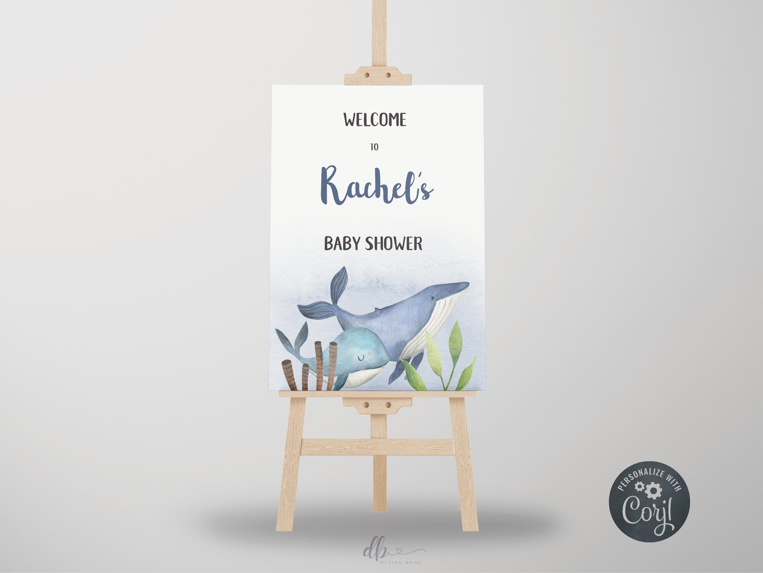 Editable Under the Sea Welcome Sign for Baby Shower, Whale Baby Shower ...