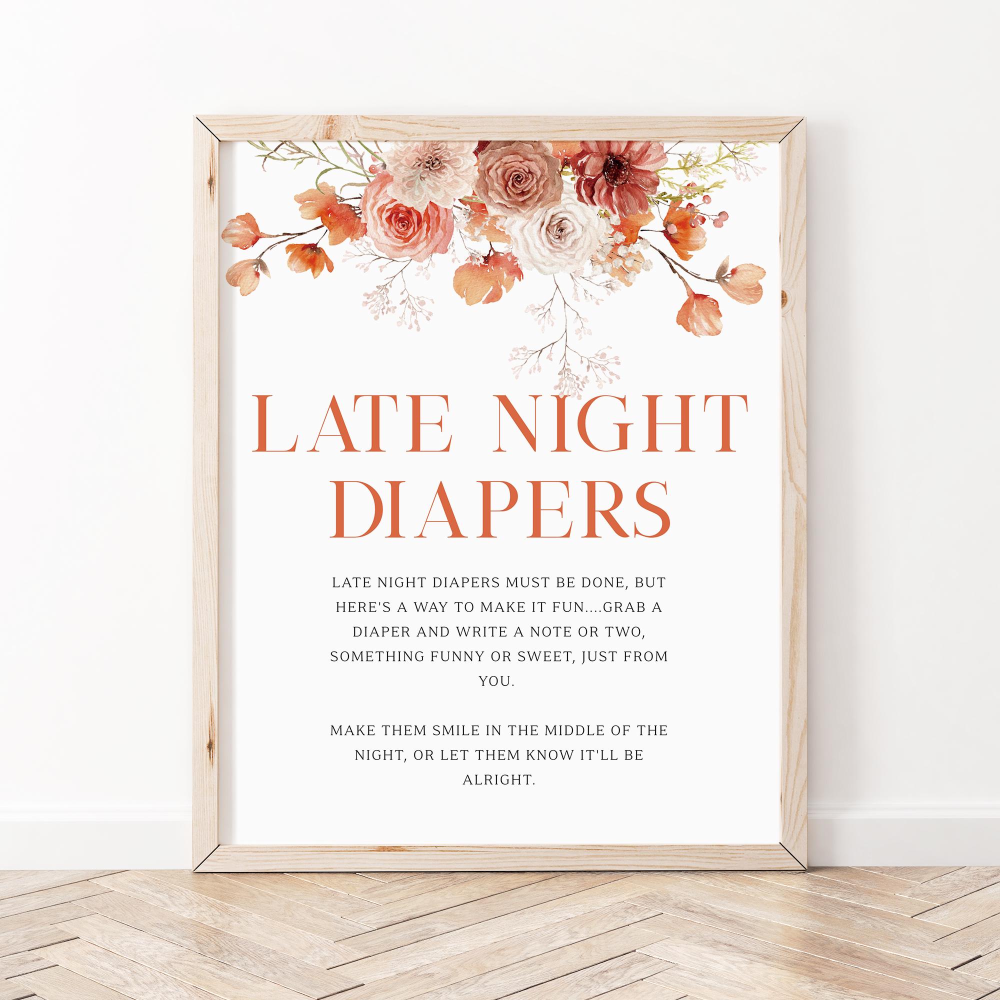 Fall Baby Brunch Late Night Diapers Signs Bundle of 8, Fall Baby Shower ...