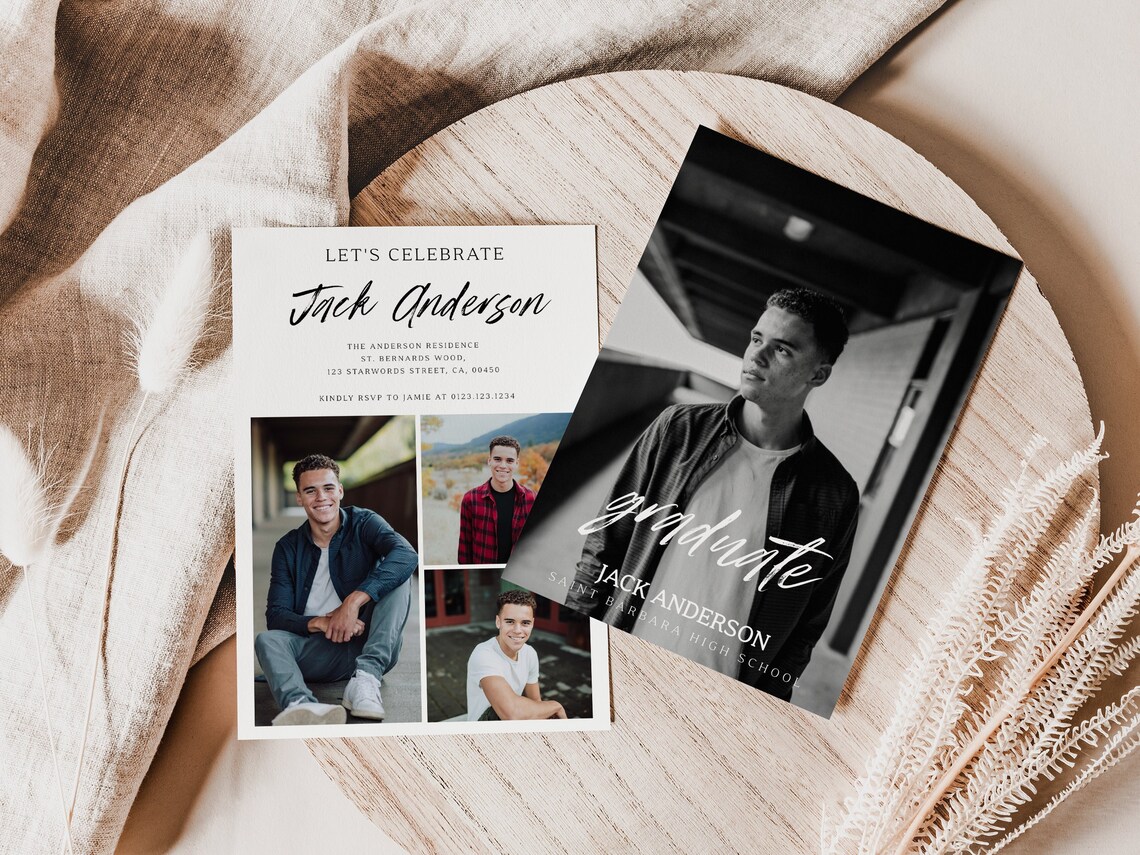 Editable Modern Graduation Announcement Graduation Invitation - Etsy