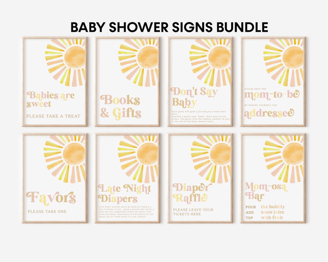 Sunshine Baby Shower Signs Bundle, Here Comes the Son, Ray of Sunshine ...