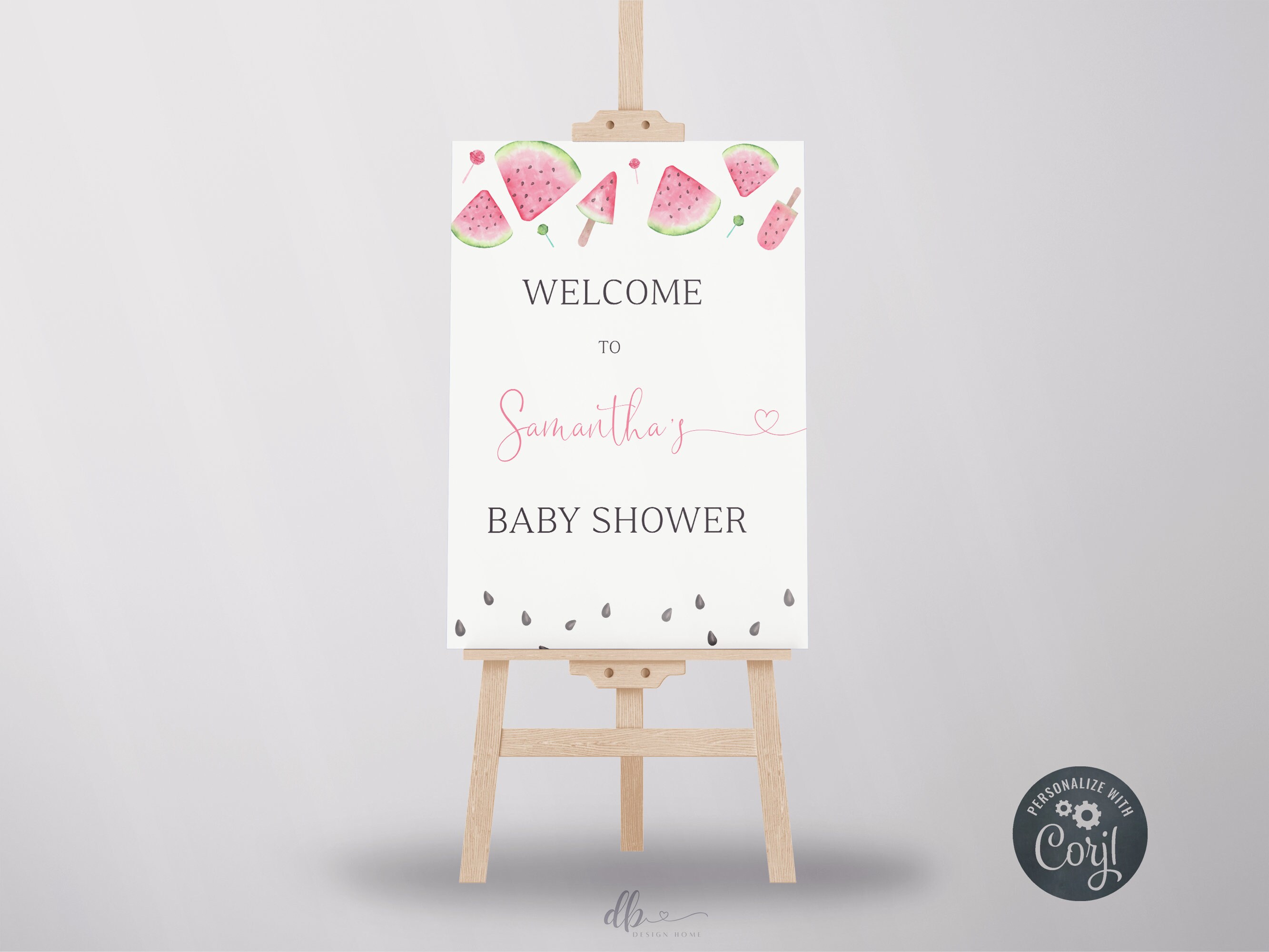 Editable Pink Watermelon Baby Shower Welcome Sign, Sweet Little Melon ...