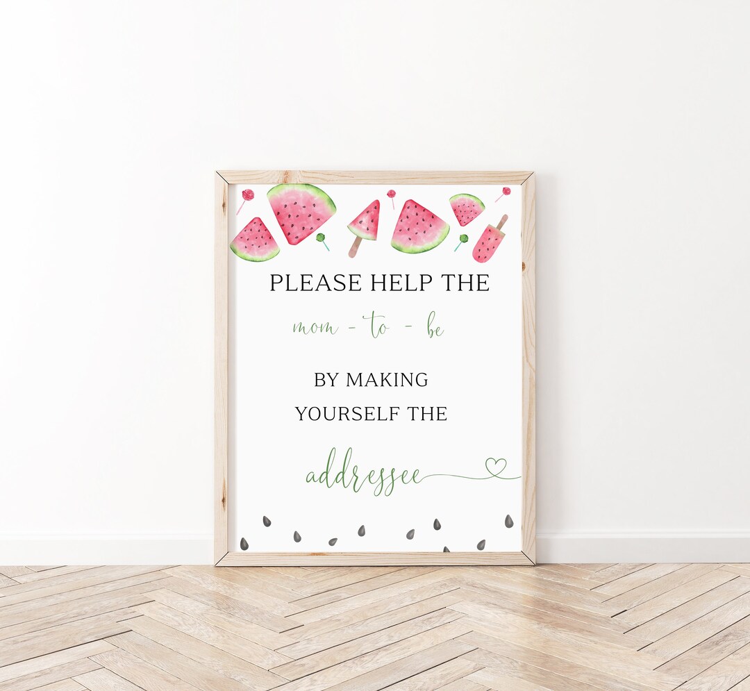 Pink Watermelon Baby Shower Envelope Station Sign, Watermelon Baby ...